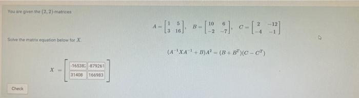 Solved You are given the (2,2)-matrices | Chegg.com