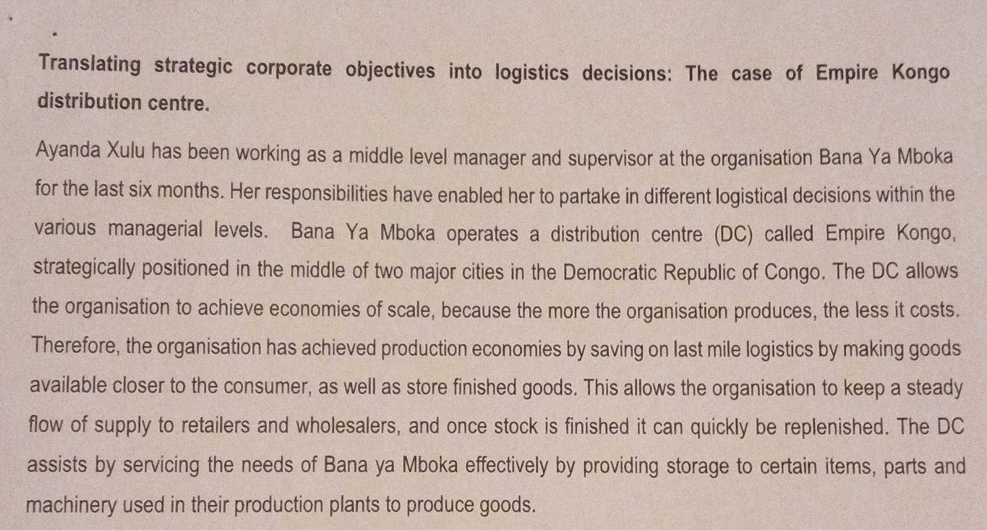 Solved Translating strategic corporate objectives into | Chegg.com