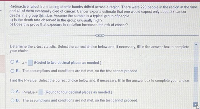 Solved Radioactive fallout from testing atomic bombs drifted | Chegg.com