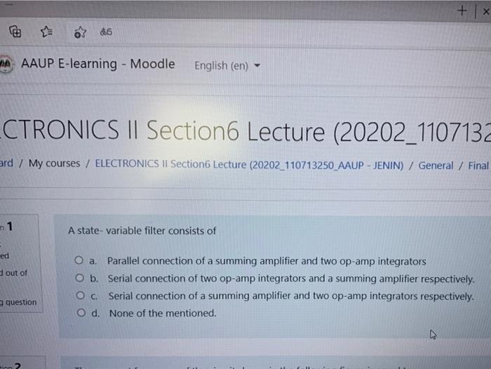 Solved +x 06 A AAUP E-learning - Moodle English (en) Y | Chegg.com