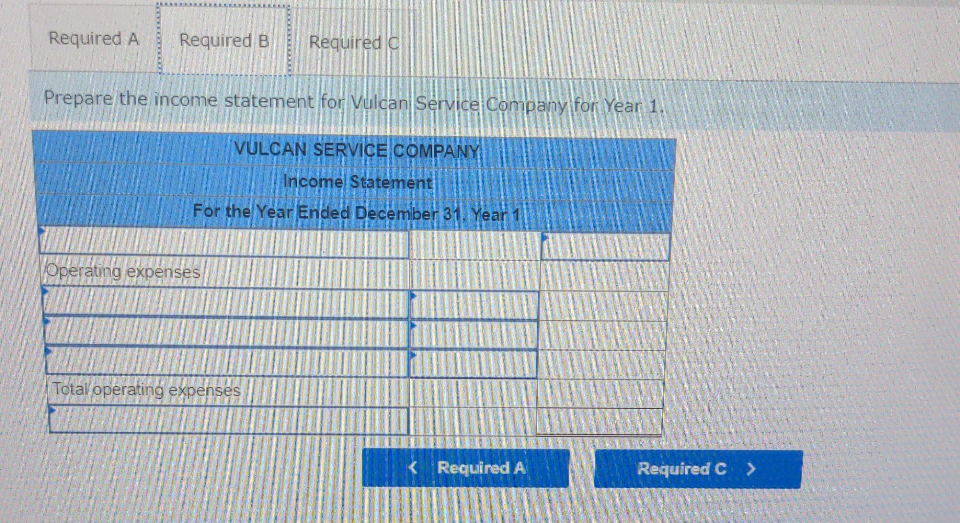Solved Vulcan Service Company experienced the following | Chegg.com