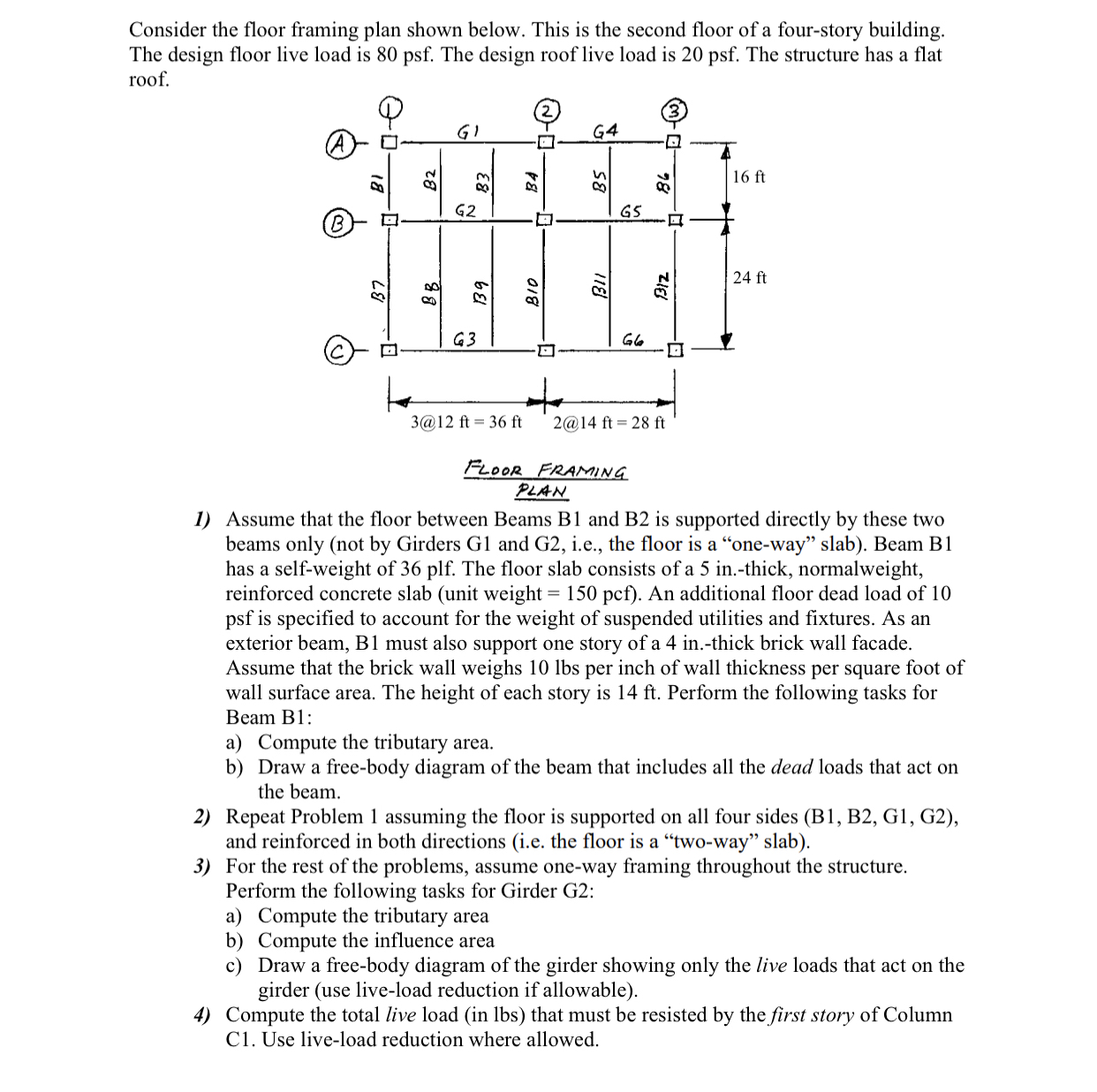 Solved Consider the floor framing plan shown below. This is | Chegg.com