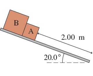 Two packages at UPS start sliding down the 20.0∘ | Chegg.com