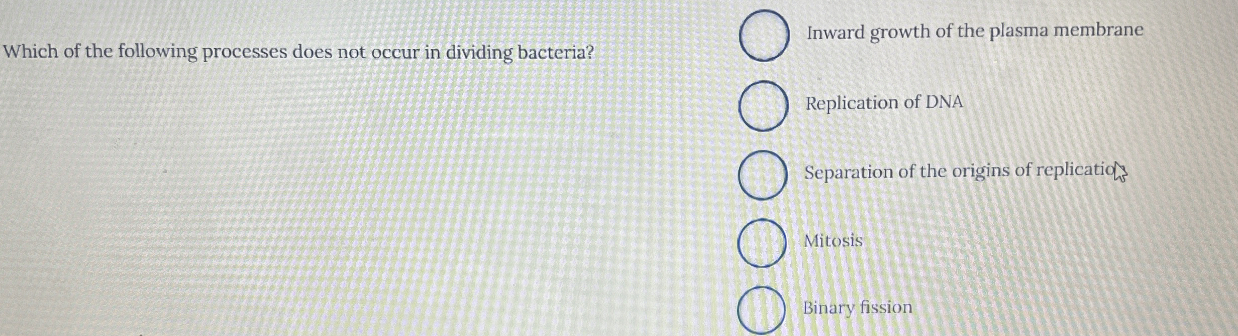 Solved Which of the following processes does not occur in | Chegg.com