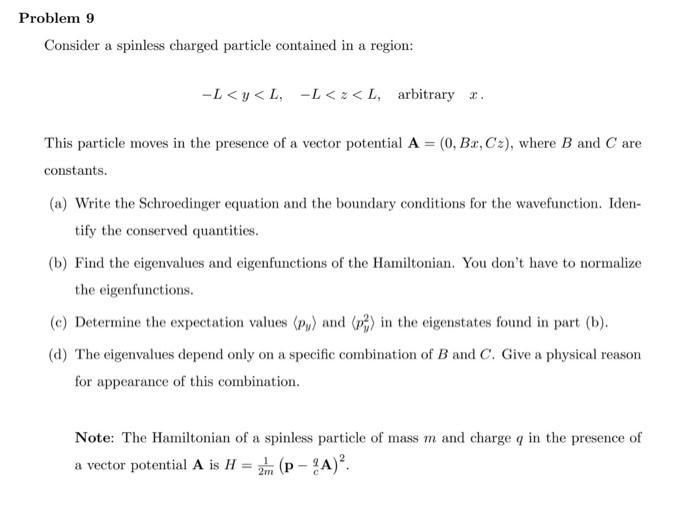 Solved Problem 9 Consider a spinless charged particle | Chegg.com