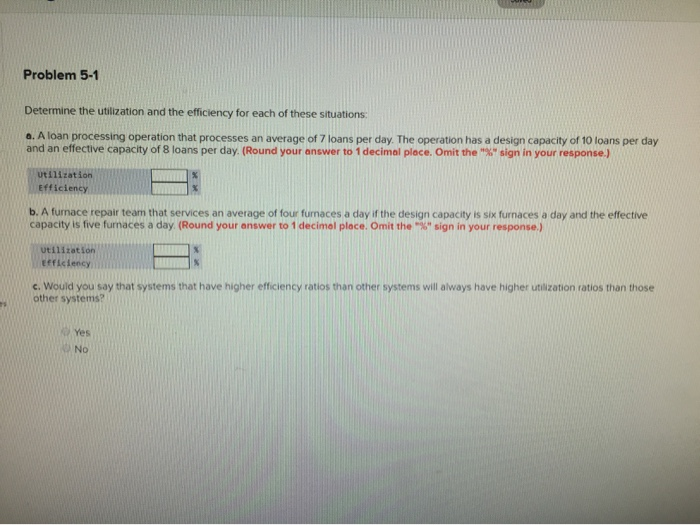 Solved Problem 5-1 Determine the utilization and the | Chegg.com