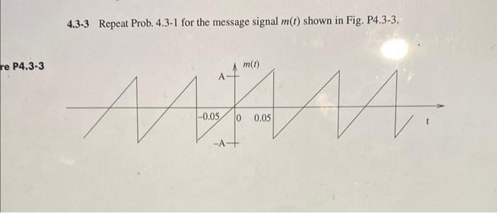 Solved 4.3-3 Repeat Prob. 4.3-1 for the message signal m(t) | Chegg.com