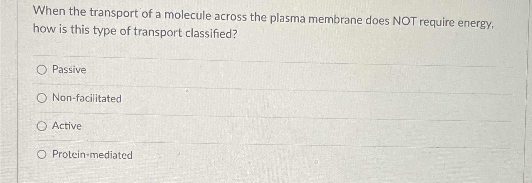 Solved When the transport of a molecule across the plasma | Chegg.com