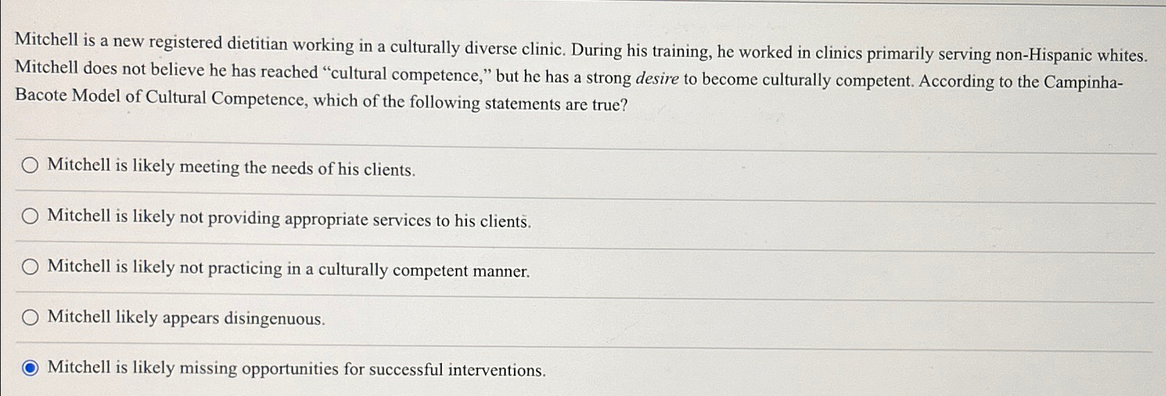 Solved Mitchell is a new registered dietitian working in a | Chegg.com