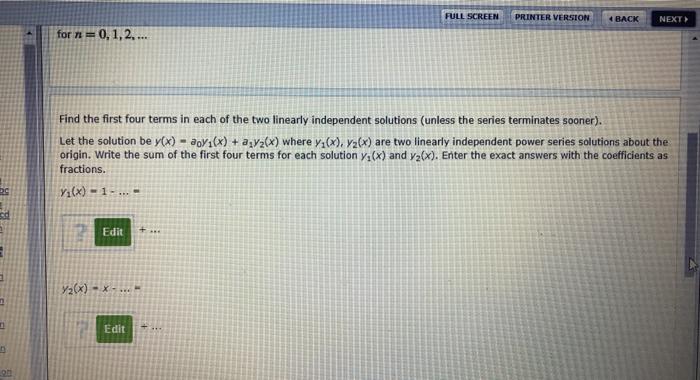 Solved ssignment FULL SCREEN PRINTER VERSION BACK NEXT | Chegg.com