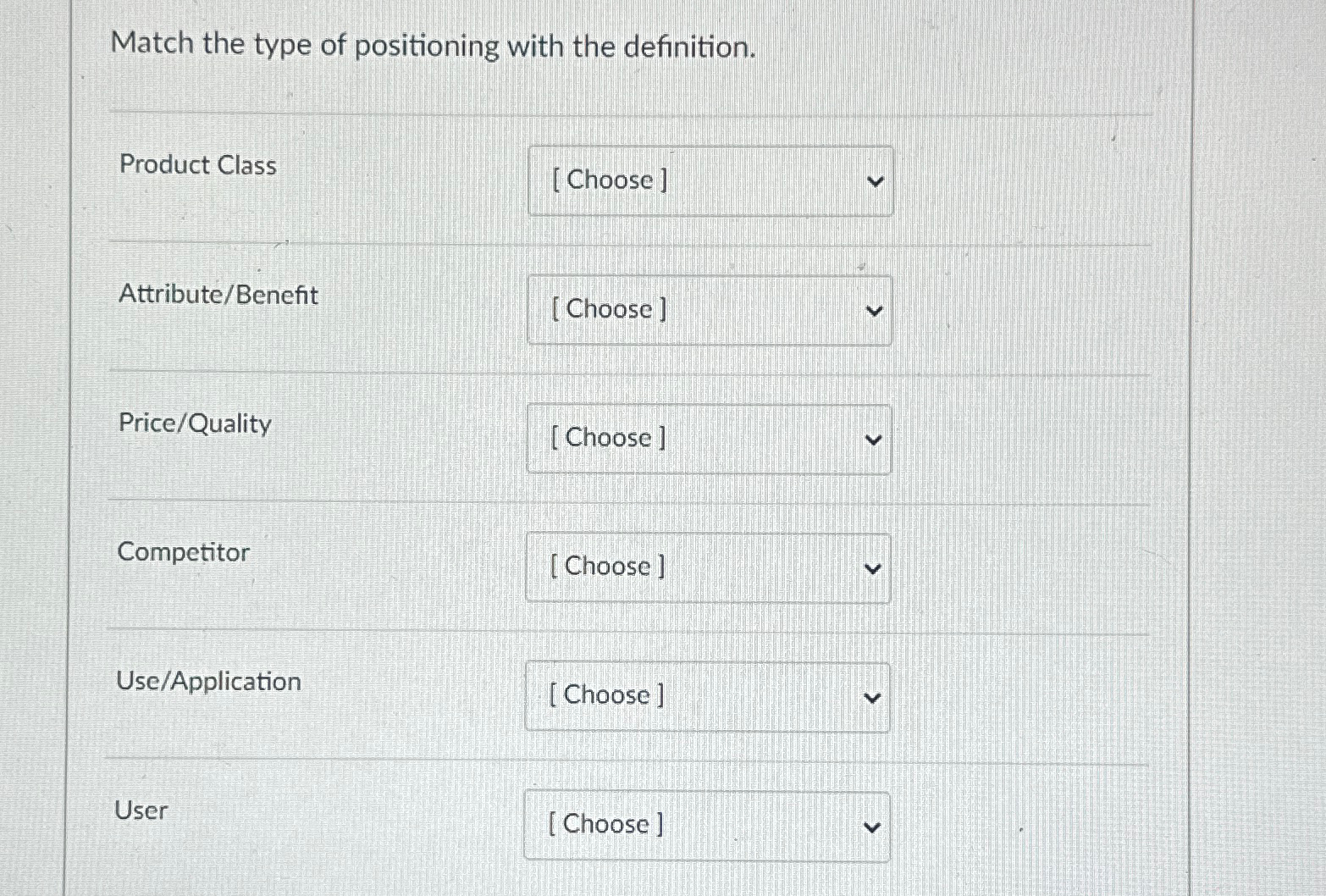 Solved Match the type of positioning with the | Chegg.com