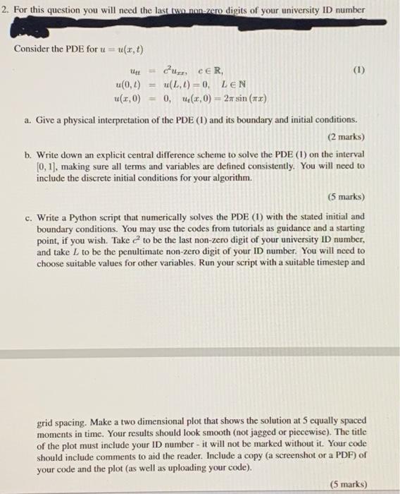 Solved Consider the PDE for u=u(x,t) | Chegg.com