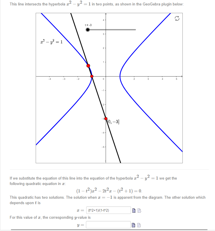 Solved This line intersects the hyperbola x2-y2=1 ﻿in two | Chegg.com