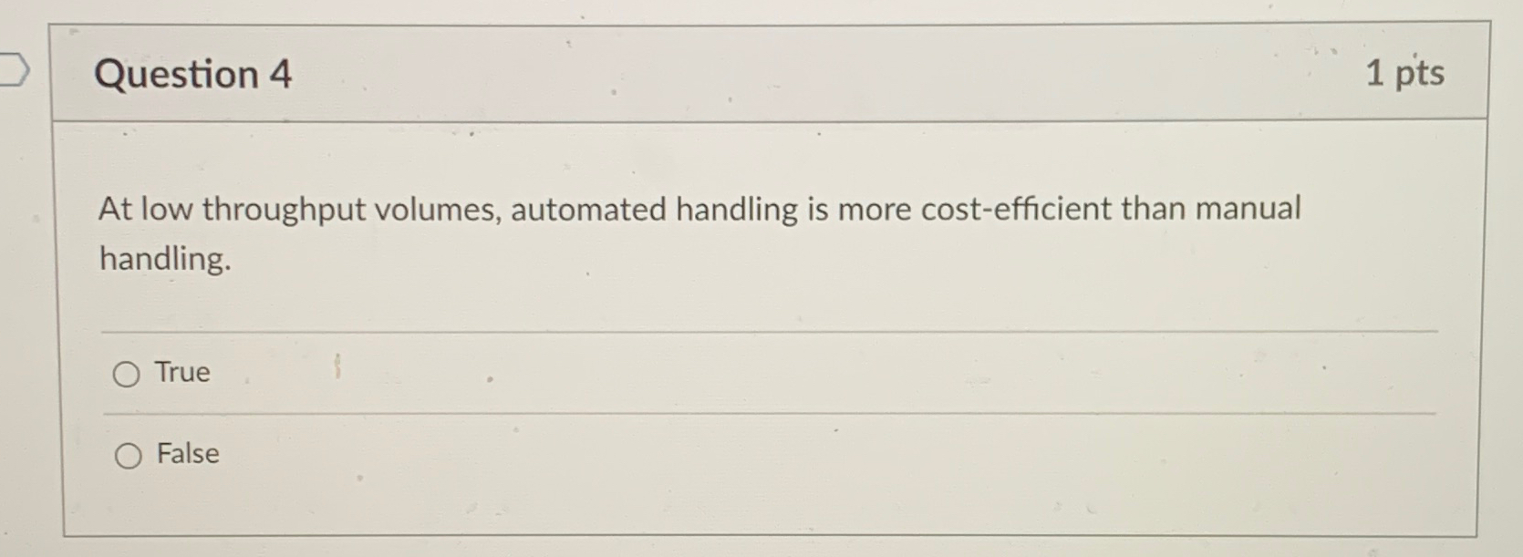 Solved Question 41 ﻿ptsAt low throughput volumes, automated | Chegg.com