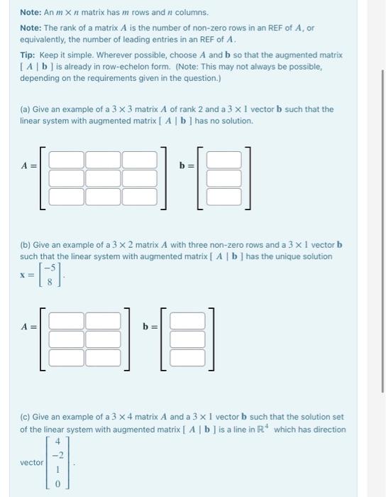 Solved Note: An m×n matrix has m rows and n columns. Note: | Chegg.com