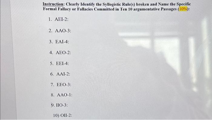 Instruction: Clearly Identify the Syllogistic Rule(s) | Chegg.com
