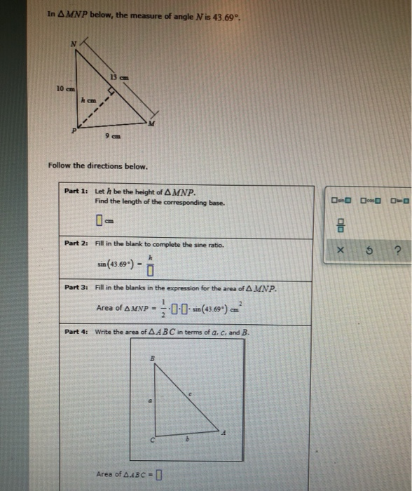 Solved In A MNP below, the measure of angle N is 43.69º. 13 | Chegg.com