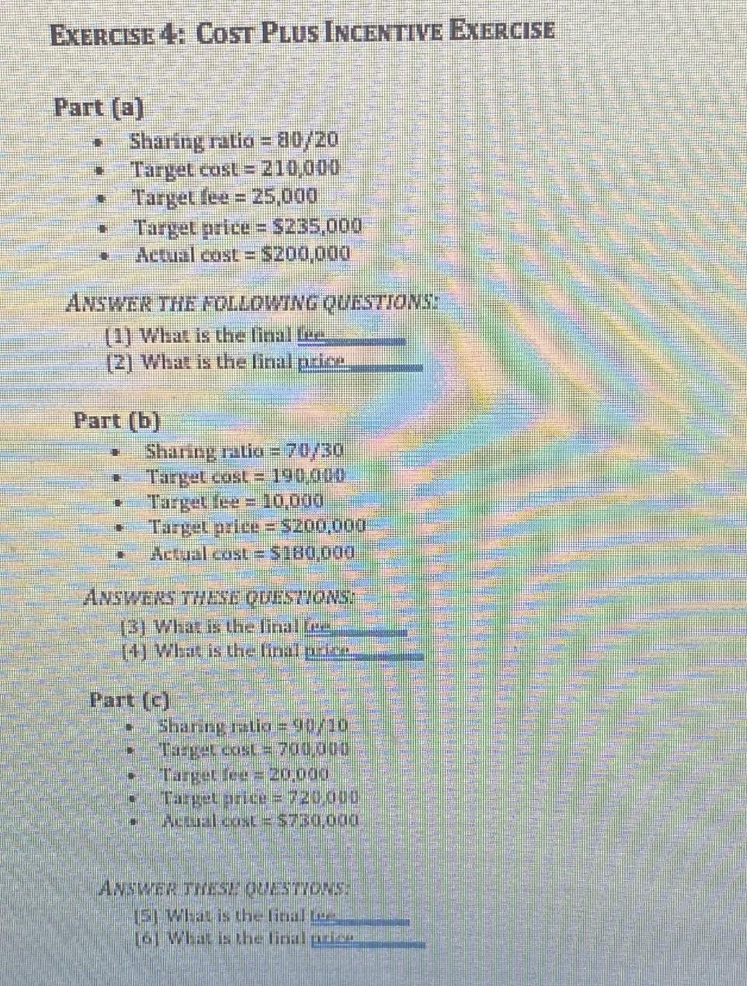 Solved EXERCISE 4: Cost Plus INCENTIVE EXERCISE Part (a) | Chegg.com