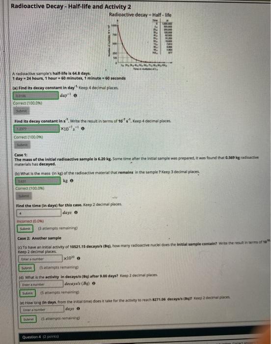 Solved Radioactive Decay - Half-life and Activity 2 | Chegg.com