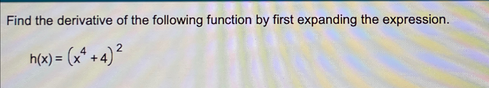 Solved Find the derivative of the following function by | Chegg.com