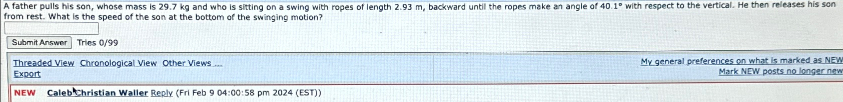 Solved from rest. What is the speed of the son at the bottom | Chegg.com