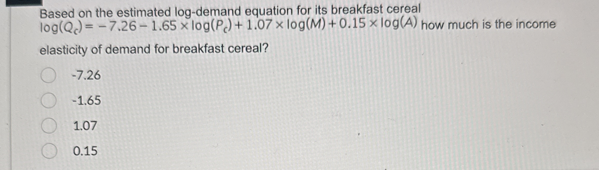 Based on the estimated log-demand equation for its | Chegg.com