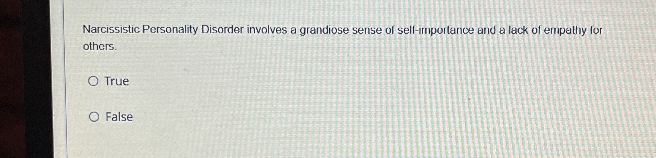Solved Narcissistic Personality Disorder involves a | Chegg.com