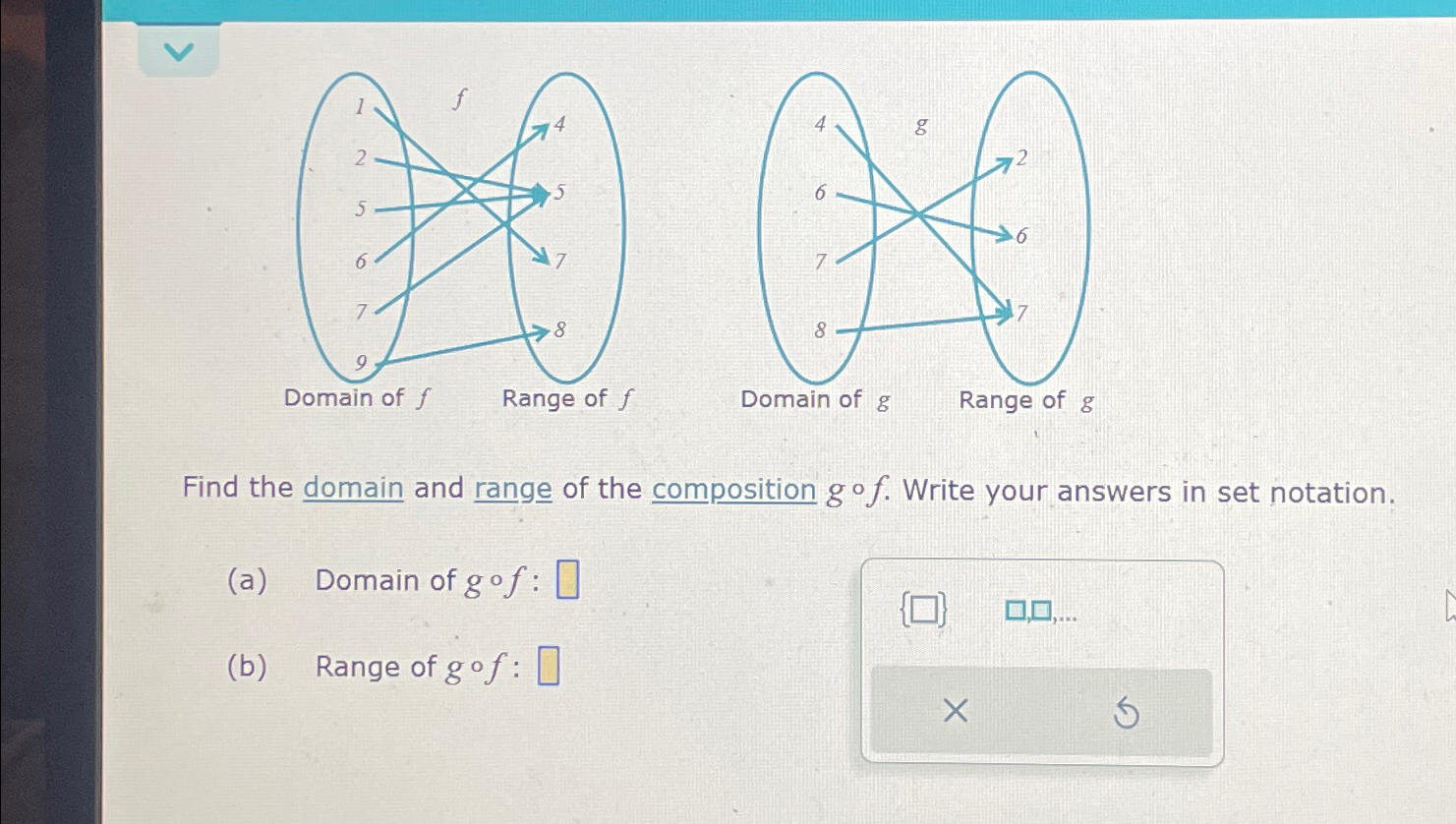 Solved Find the domain and range of the composition g@f. | Chegg.com
