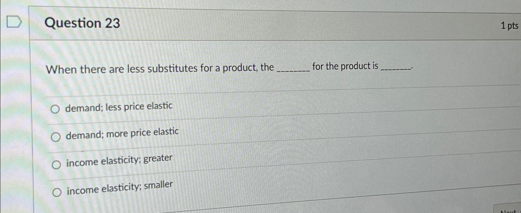 Solved Question 231 ﻿ptsWhen there are less substitutes for | Chegg.com