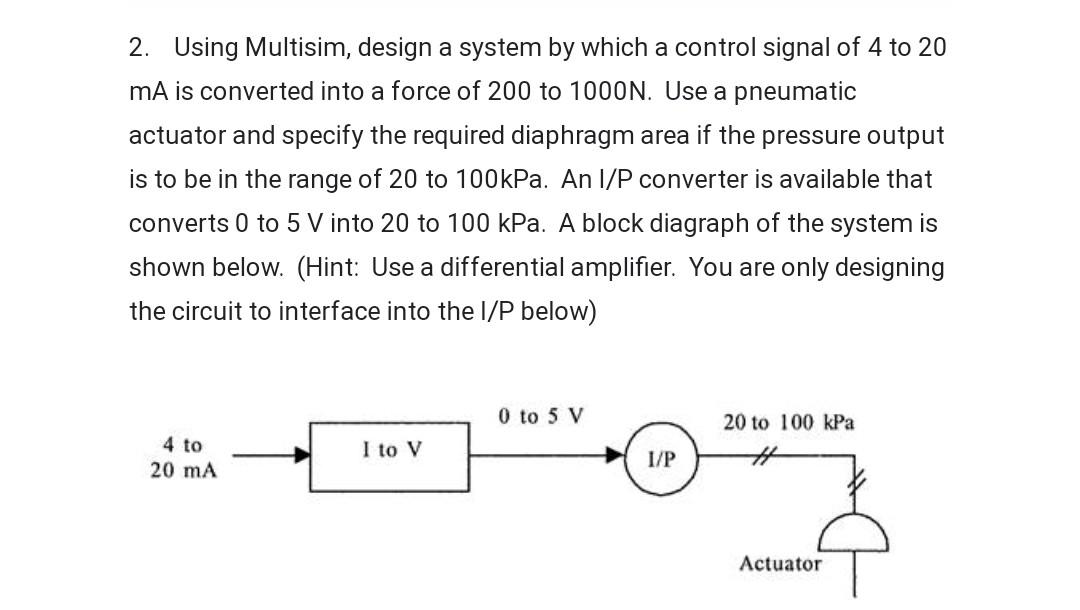 Solved 2 Using Multisim Design A System By Which A Control 