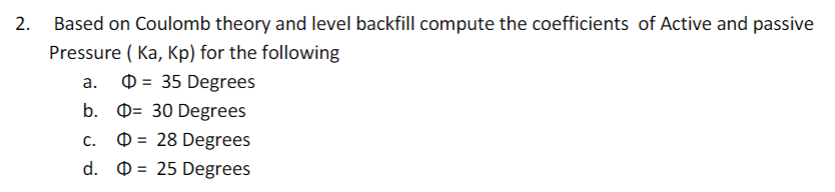 Solved Based on Coulomb theory and level backfill compute | Chegg.com
