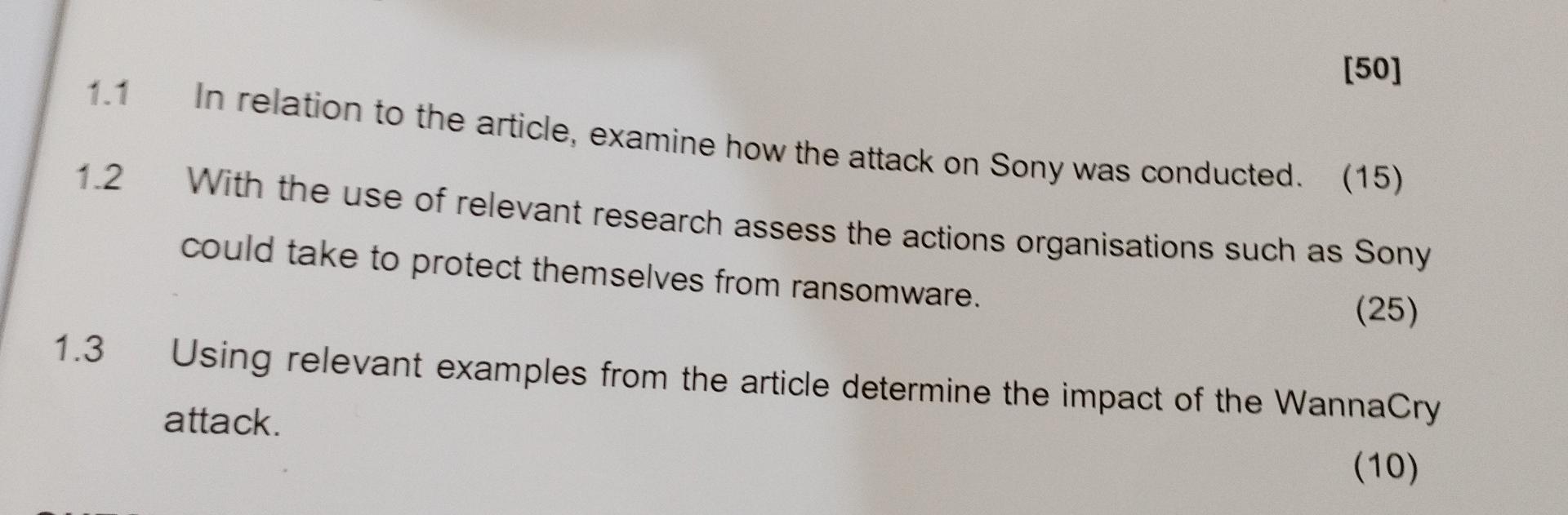Solved [50] 1.1 In relation to the article, examine how the | Chegg.com