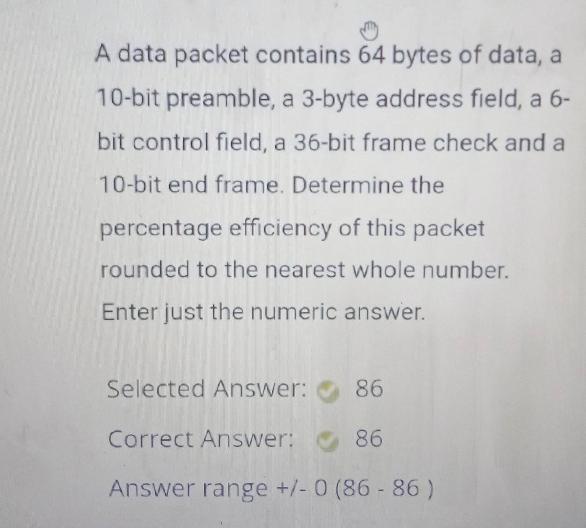Solved A data packet contains 64 bytes of data, a 10-bit | Chegg.com