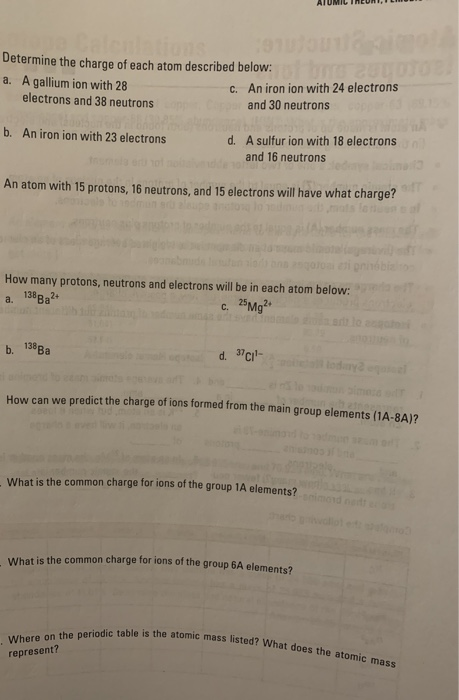 Solved • Where on the periodic table is the atomic mass | Chegg.com