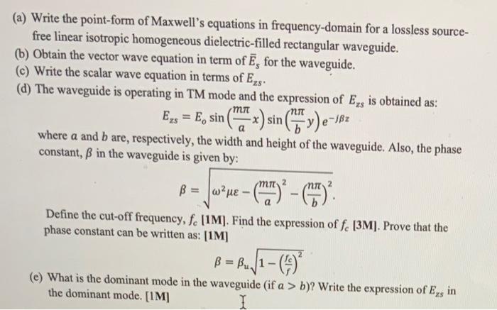 Solved (a) Write the point-form of Maxwell's equations in | Chegg.com