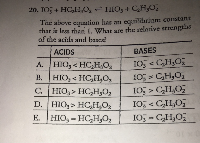 Solved 20. IO3 + HC,H,O2 = HIO3 + CH3Oz The above equation | Chegg.com