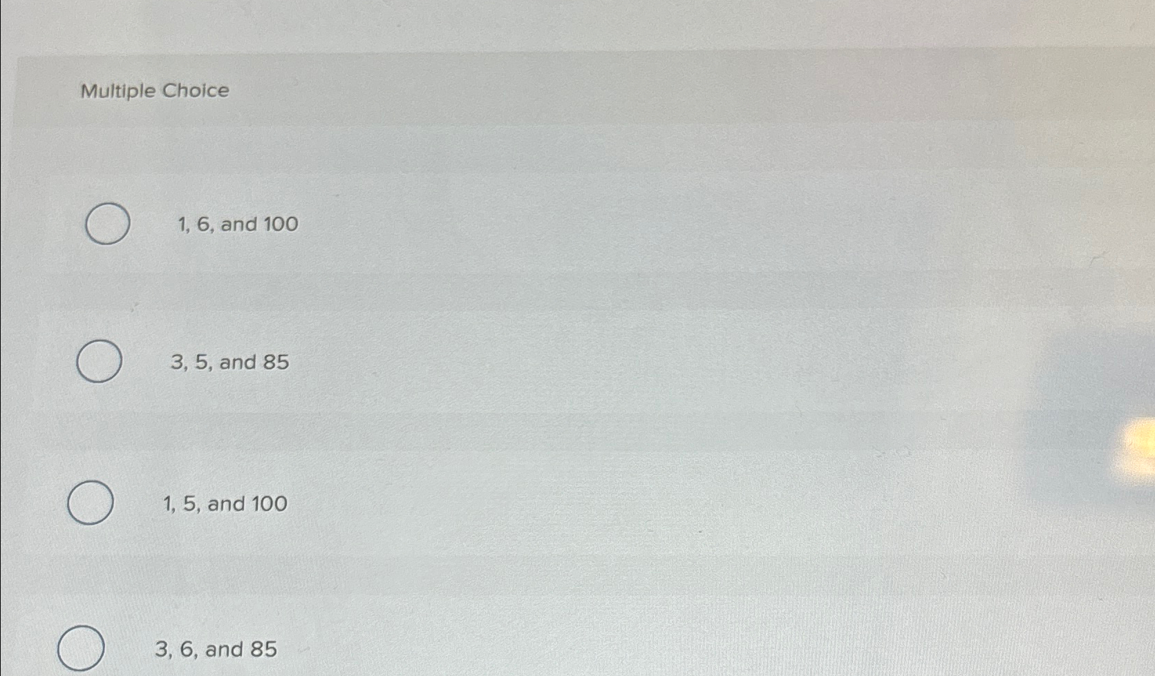 Solved Multiple Choice1,6 , ﻿and 1003,5 , ﻿and 851,5 , ﻿and | Chegg.com