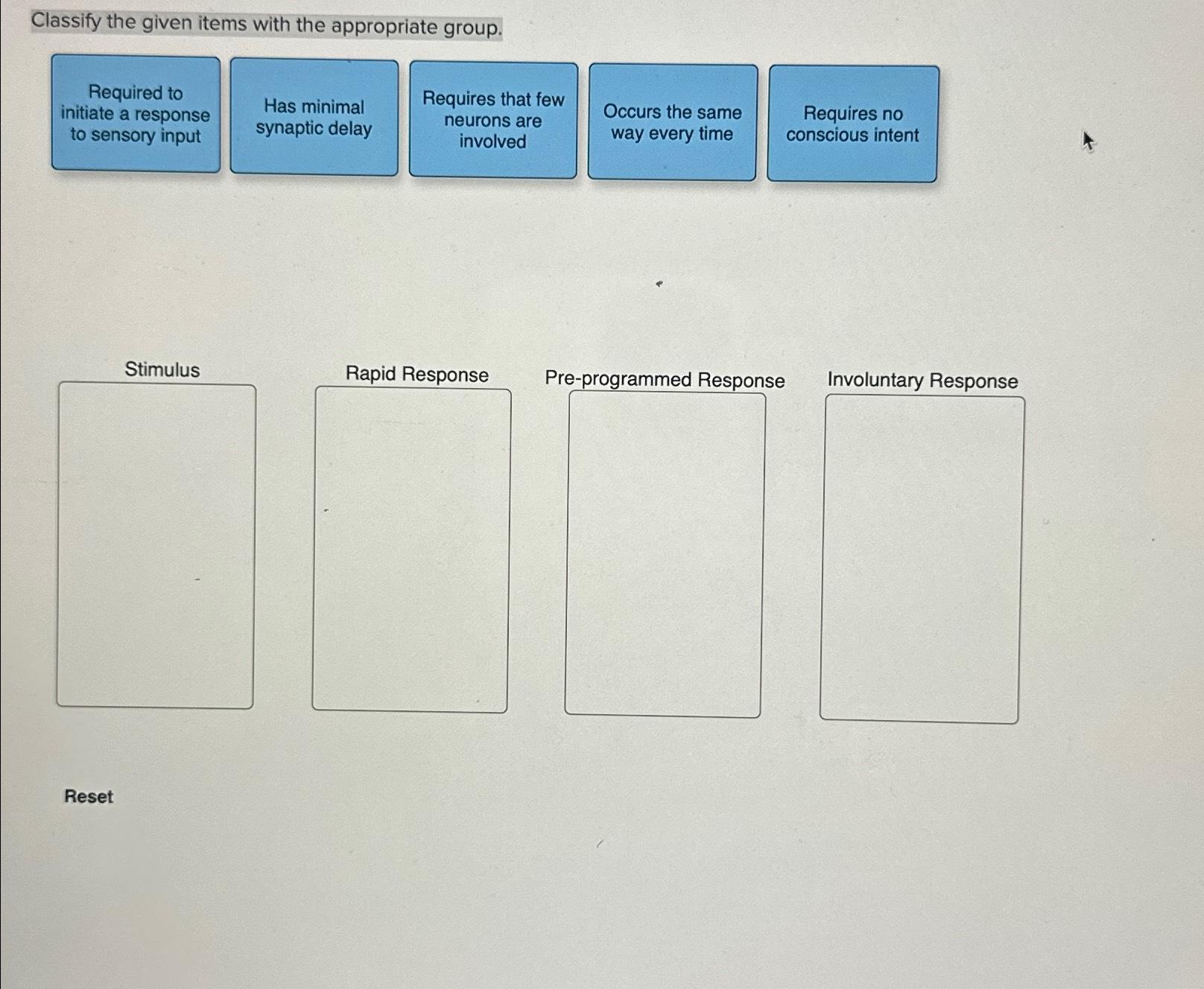Solved Classify the given items with the appropriate | Chegg.com