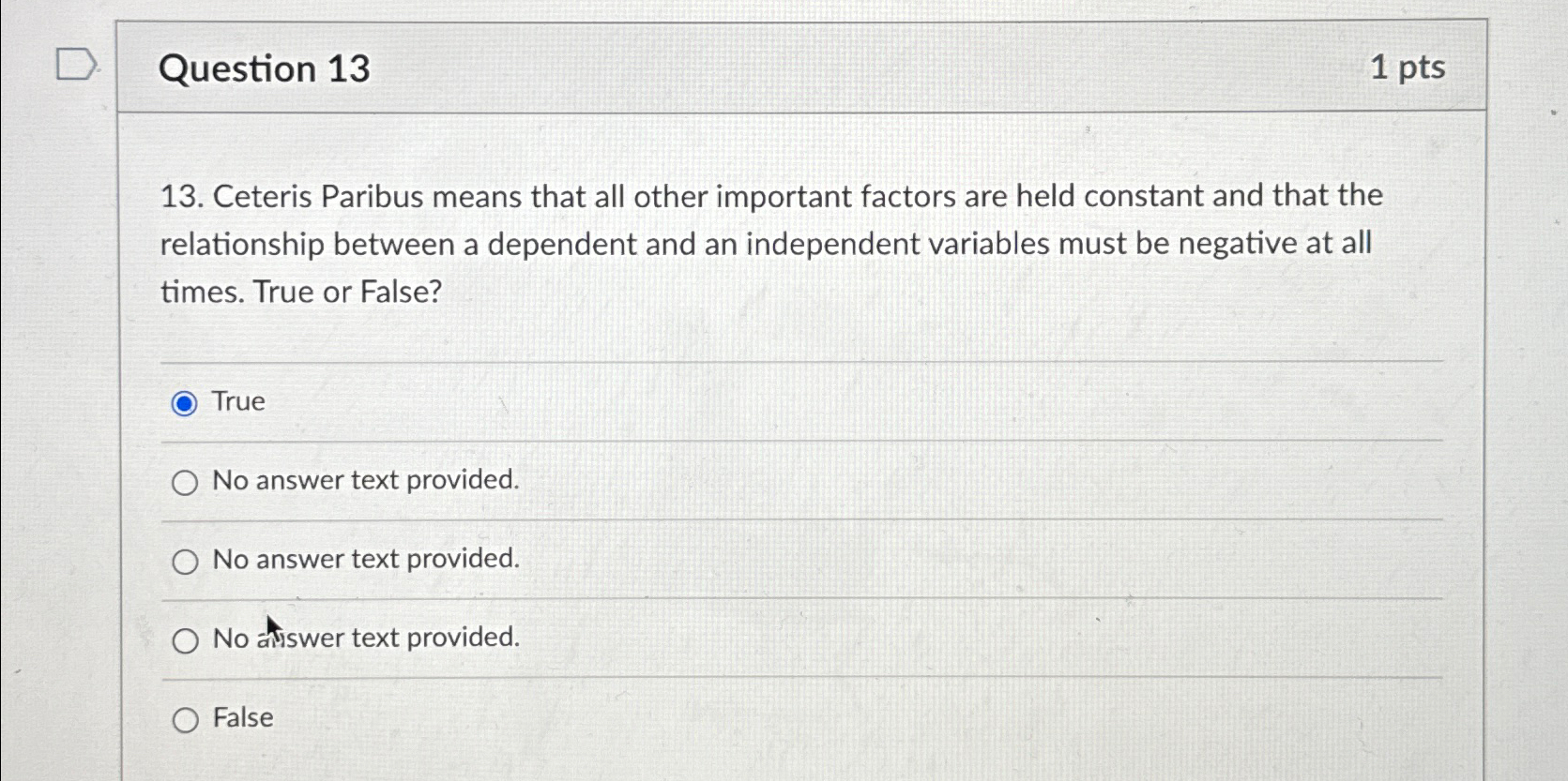 Solved Question 131pts13. ﻿Ceteris Paribus means that all | Chegg.com