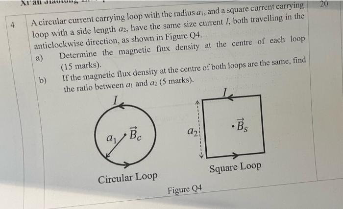 Solved A circular current carrying loop with the radius a1, | Chegg.com