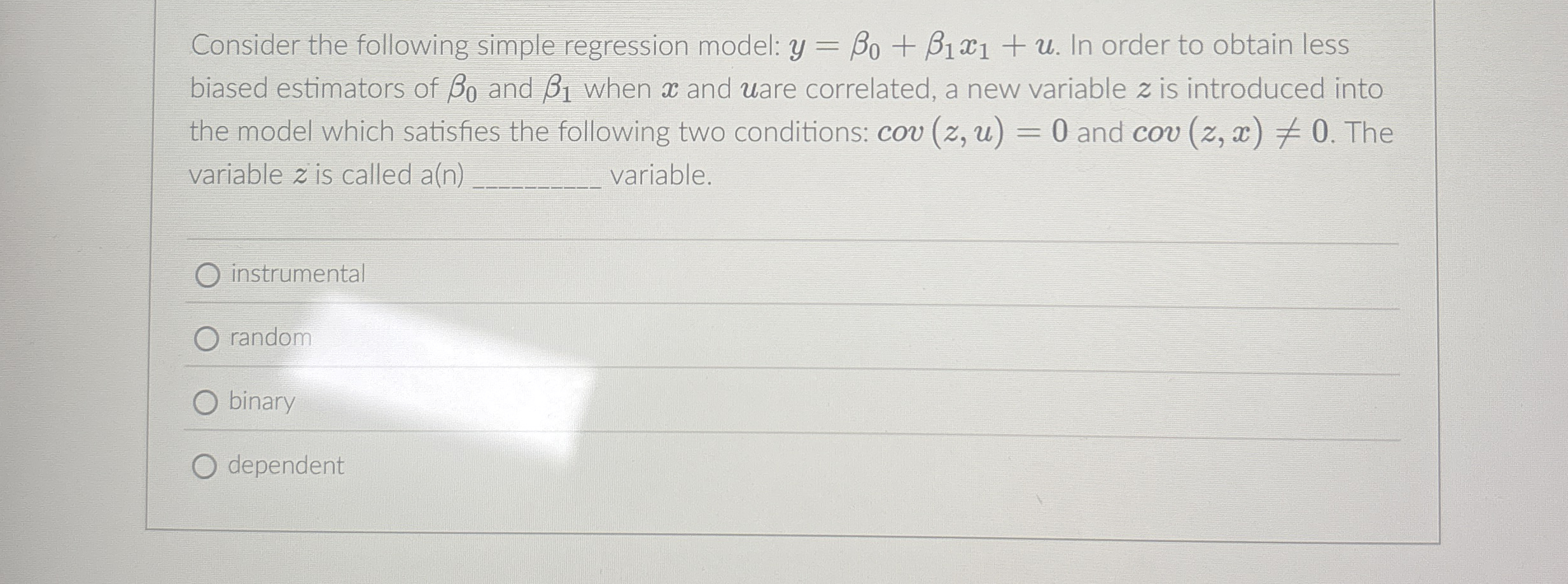 Solved Consider the following simple regression model: | Chegg.com