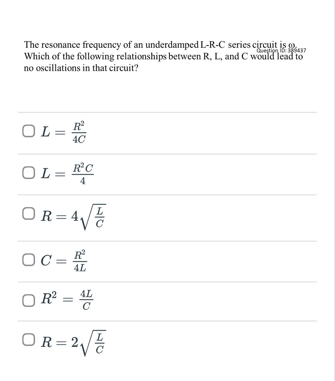 Solved The resonance frequency of an underdamped L-R-C | Chegg.com