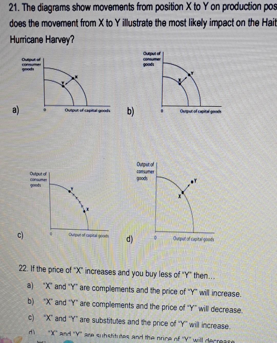 Solved 21. The diagrams show movements from position X to Y | Chegg.com