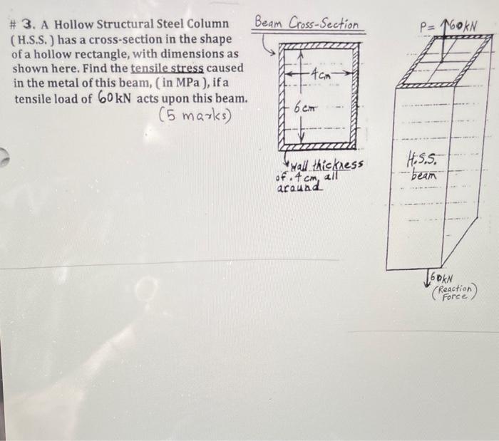 Solved \# 3. A Hollow Structural Steel Column (H.S.S.) has a | Chegg.com