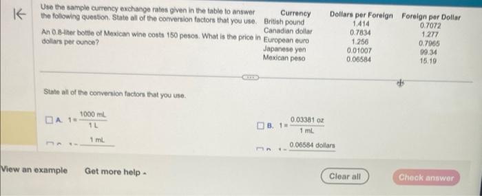 Solved State all of the conversion factors that you use. A. | Chegg.com
