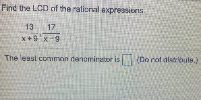 Solved Find the LCD for the list of rational expressions. 1 | Chegg.com