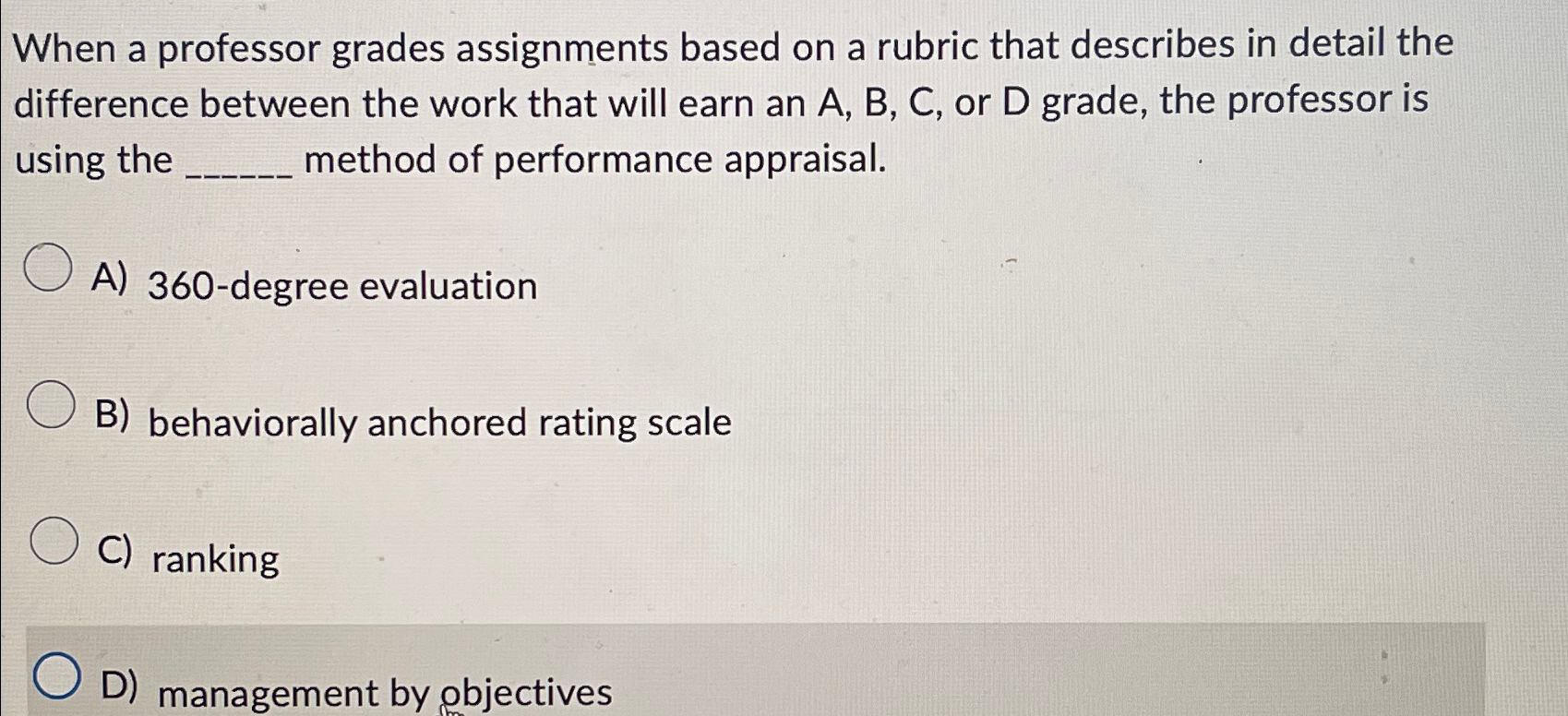 Solved When a professor grades assignments based on a rubric | Chegg.com