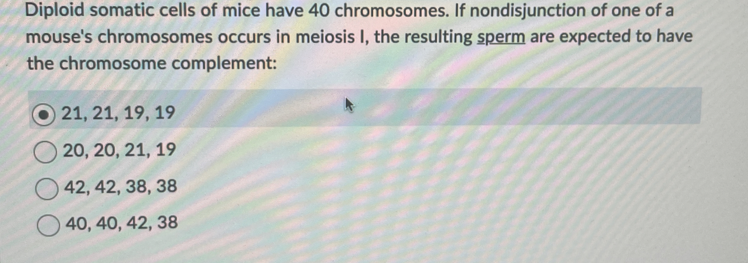 Solved Diploid somatic cells of mice have 40 ﻿chromosomes. | Chegg.com