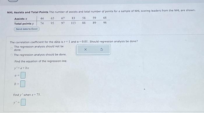 Solved he correlation coefficient for the data is r=1 and | Chegg.com