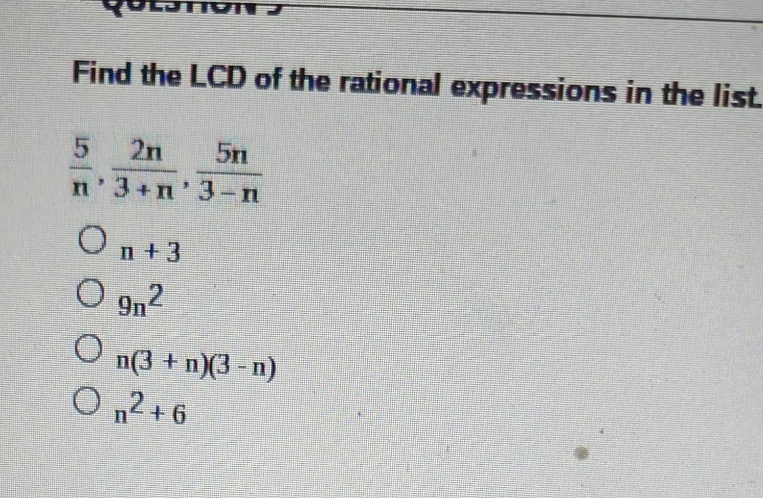 Solved Find the LCD of the rational expressions in the | Chegg.com